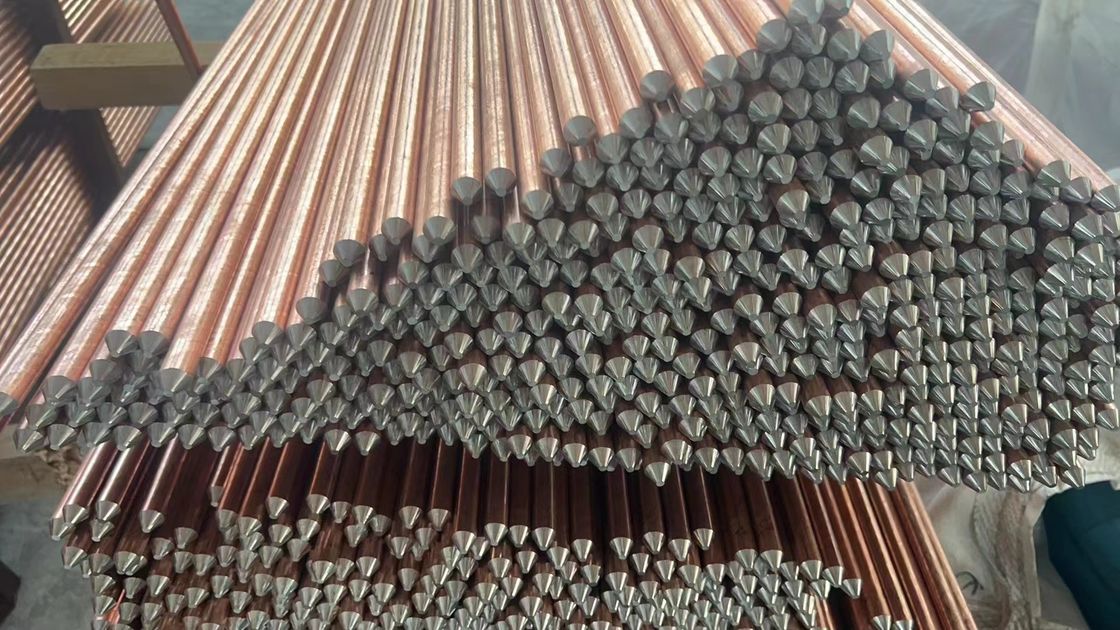 Copper-clad earth rods for grounding grid